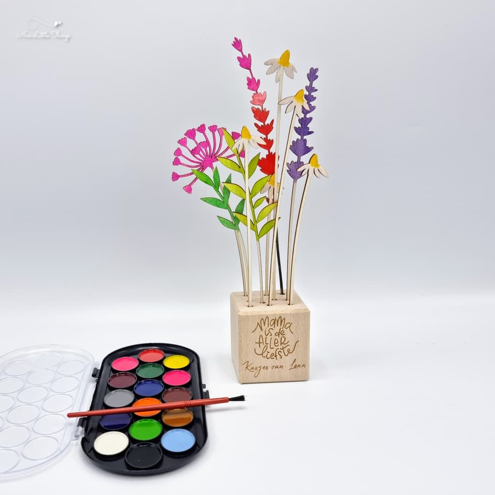 DIY kit Wilde Bloemen met Houten Kubus - Mama | Snelle levering | Nice ...