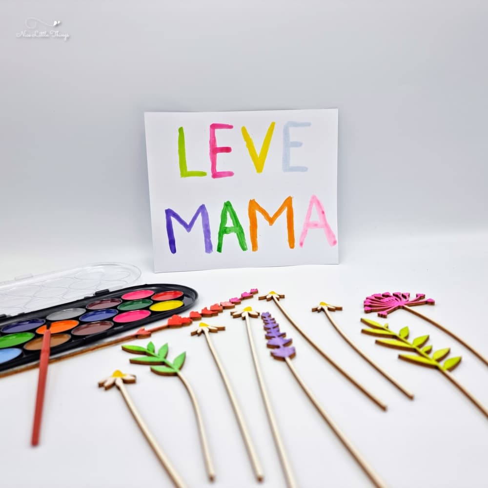 DIY kit Wilde Bloemen met Houten Kubus - Mama | Snelle levering | Nice ...